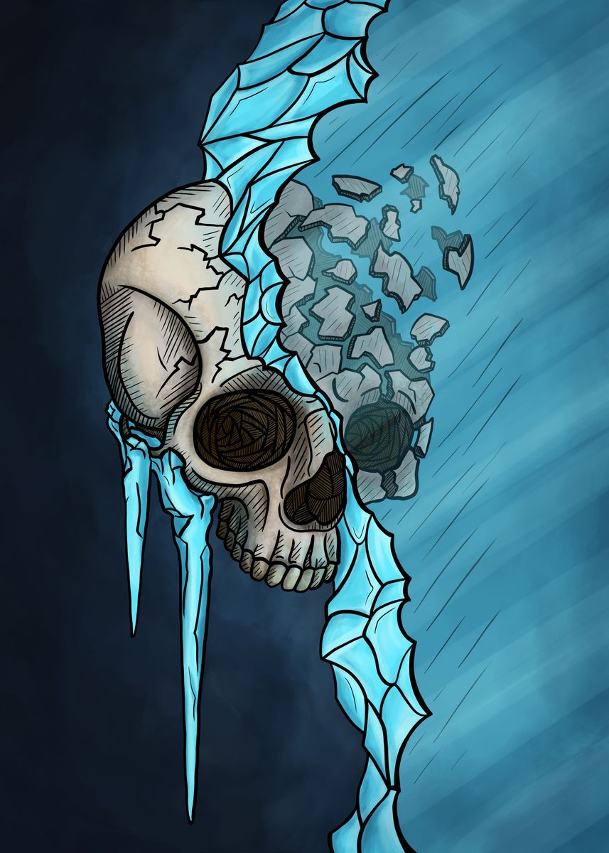 'Frozen Skull' Poster, picture, metal print, paint by Patrik Fuxa ...