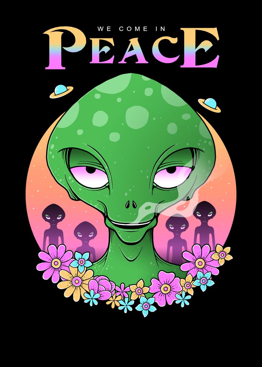 'Funny Aliens Arriving' Poster, picture, metal print, paint by Andrea ...