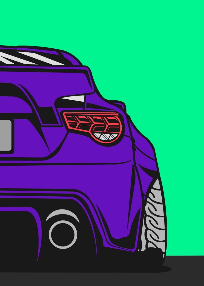 'Purple Drift Race Car' Poster by Aiden Tells | Displate