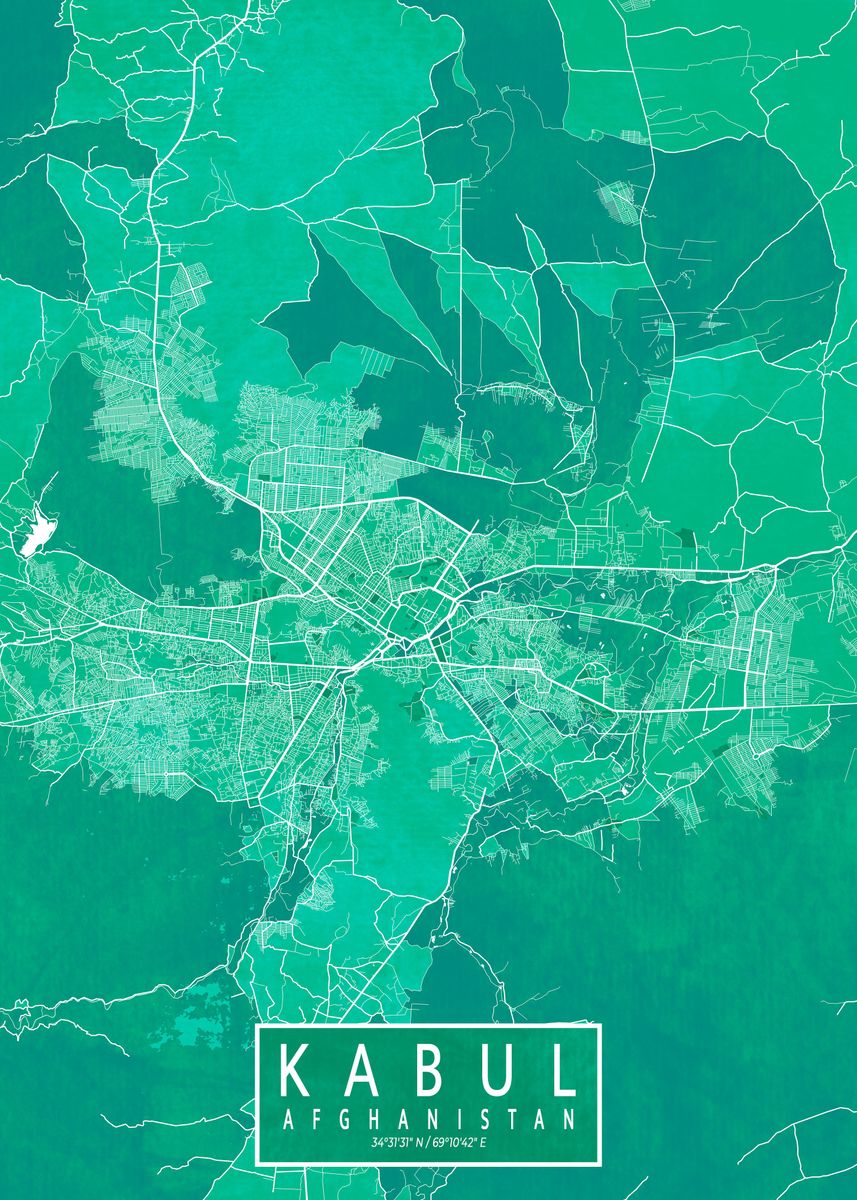 'Kabul City Map Watercolor' Poster, picture, metal print, paint by ...