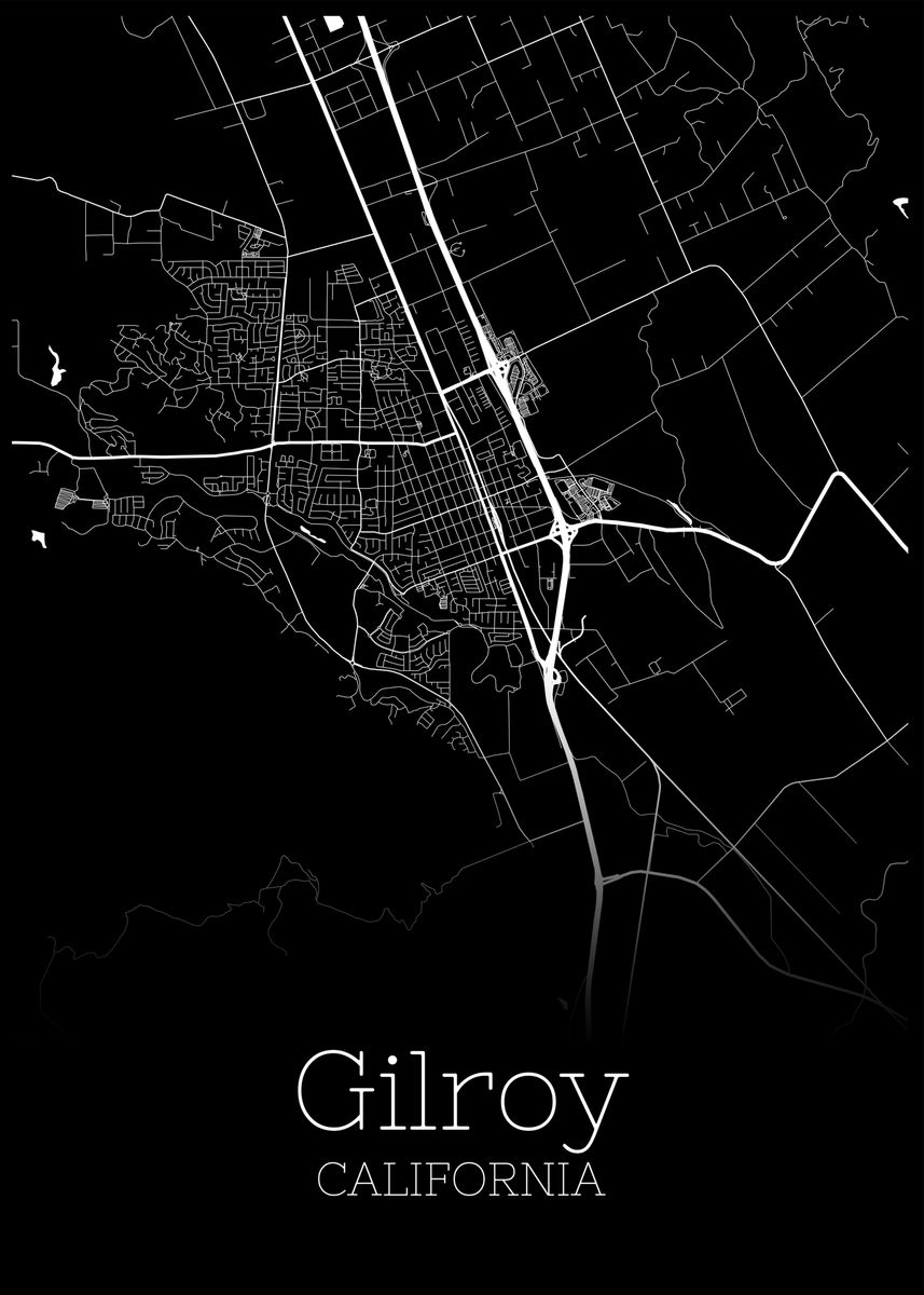 'Gilroy California city map' Poster, picture, metal print, paint by ...