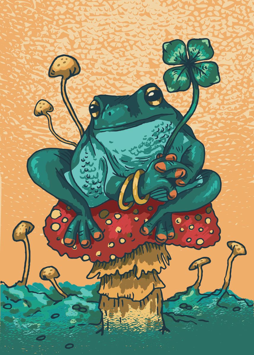 'Gold Frog' Poster, picture, metal print, paint by Andreas Schellenberg ...