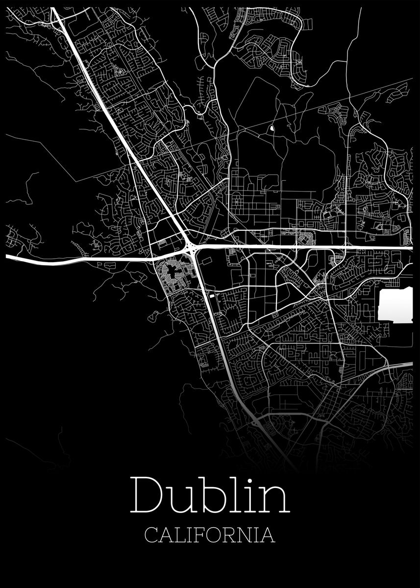 'Dublin California city map' Poster, picture, metal print, paint by ...