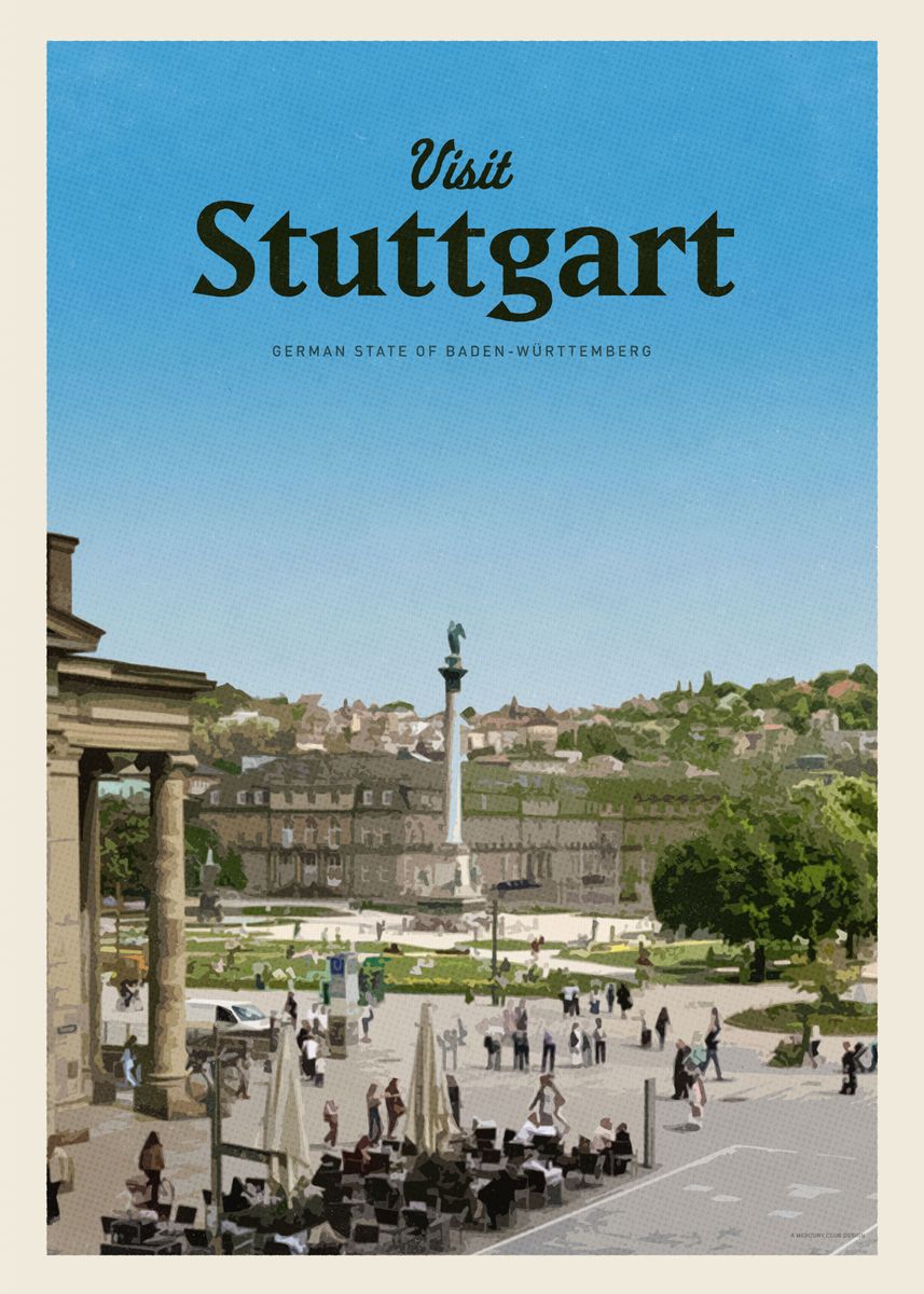 'Visit Stuttgart' Poster, picture, metal print, paint by Mercury Club ...