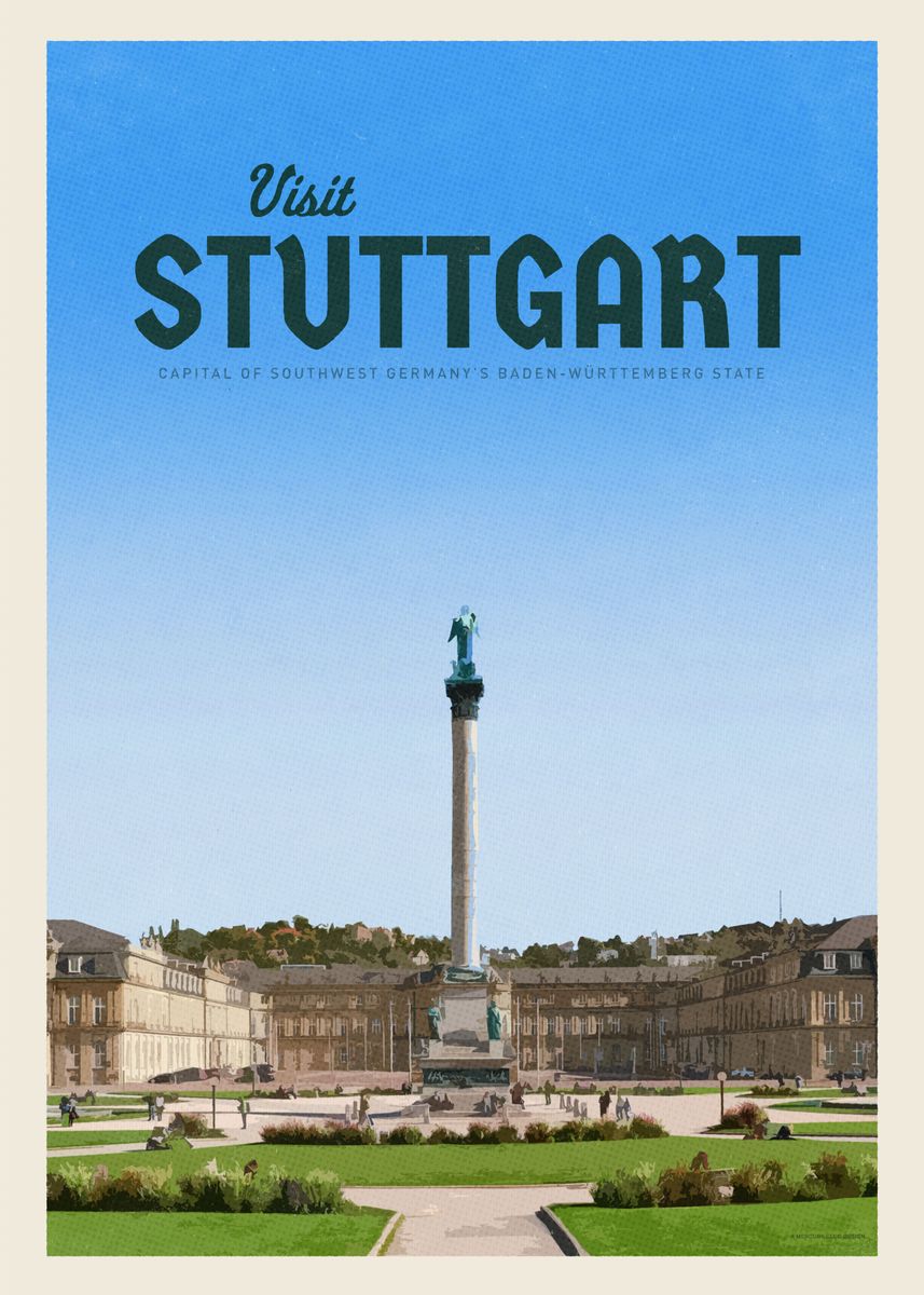 'Visit Stuttgart' Poster, picture, metal print, paint by Mercury Club ...