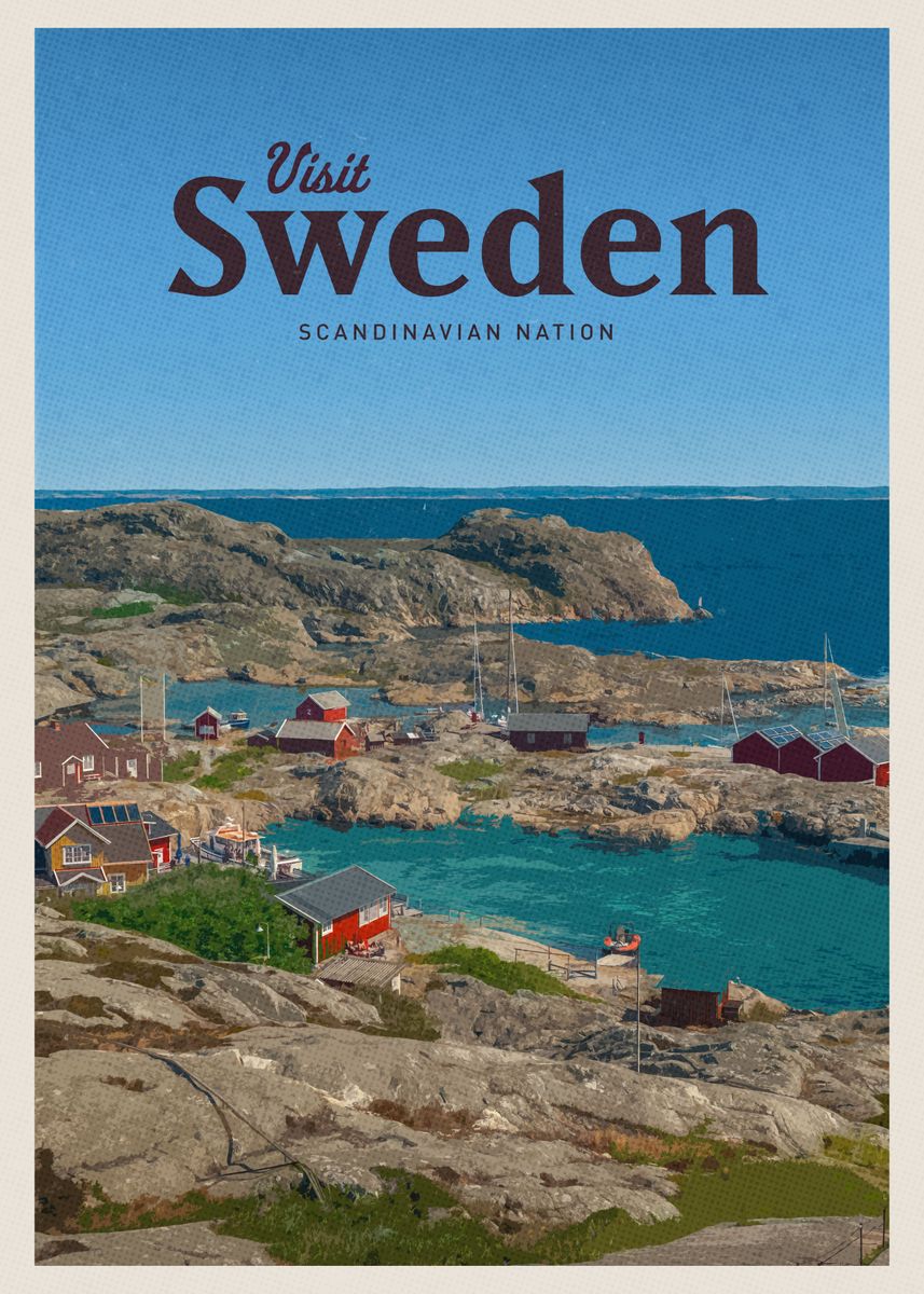 'Visit Sweden' Poster, picture, metal print, paint by Mercury Club ...