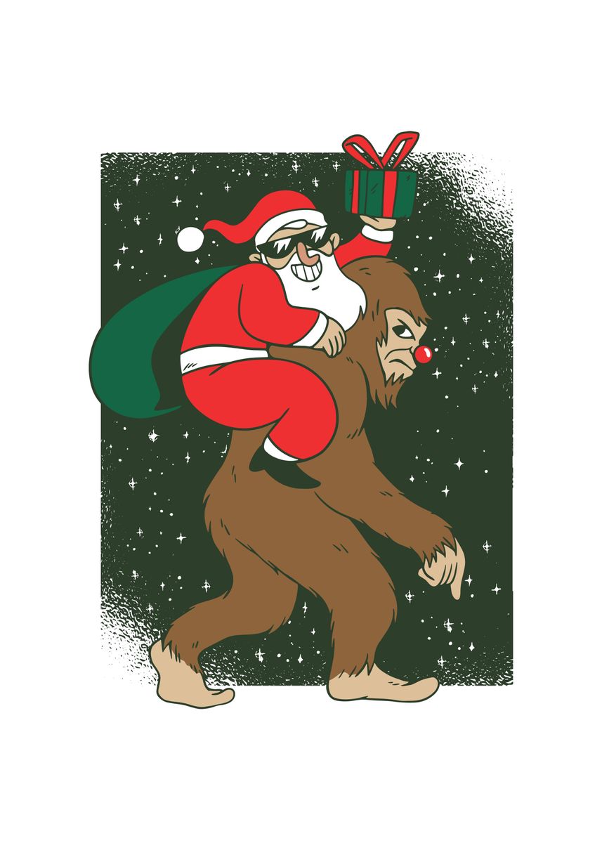 'Bigfoot Santa Sasquatch' Poster, picture, metal print, paint by Phil ...