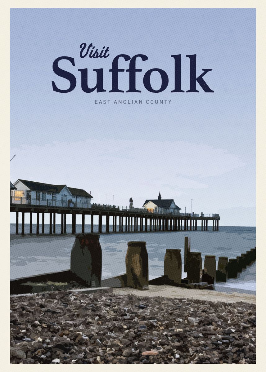 'Visit Suffolk' Poster, picture, metal print, paint by Mercury Club ...