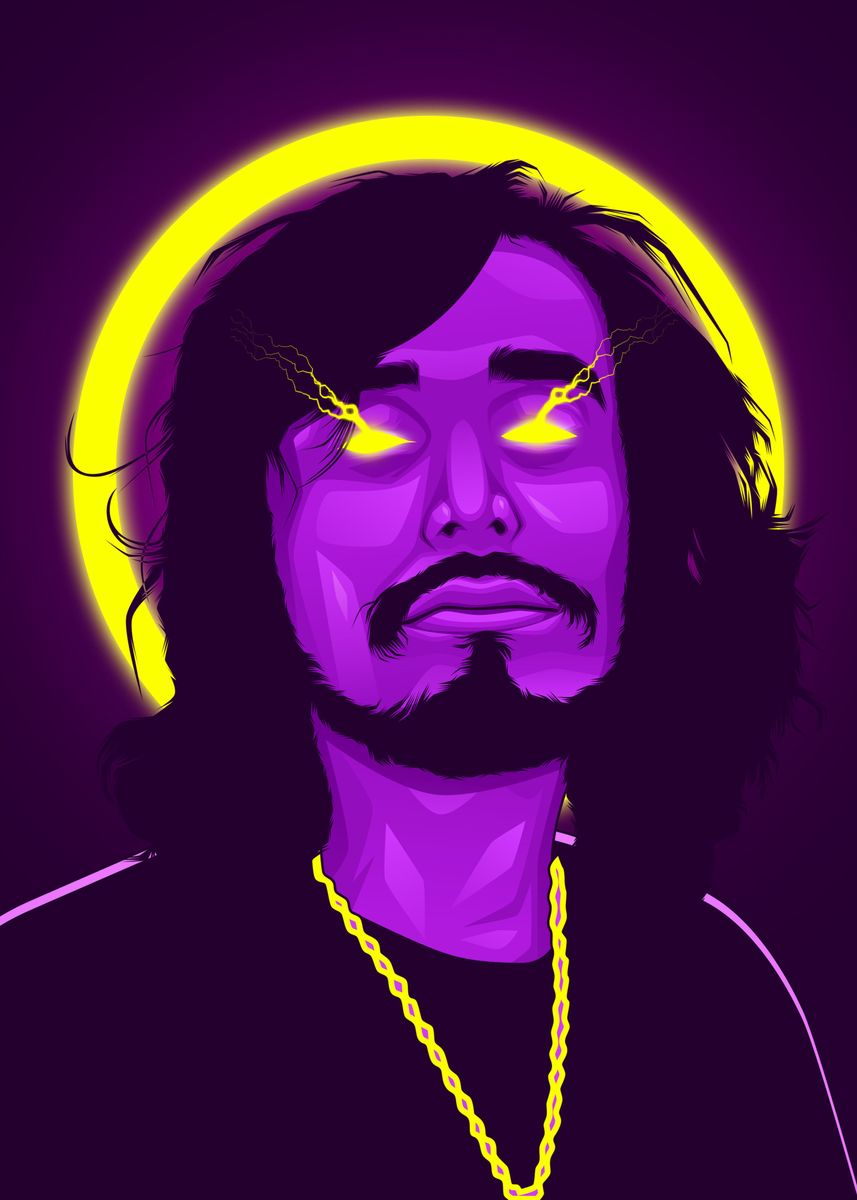 'Kevin Pouya Neon Rapper' Poster by Colorize Studio | Displate