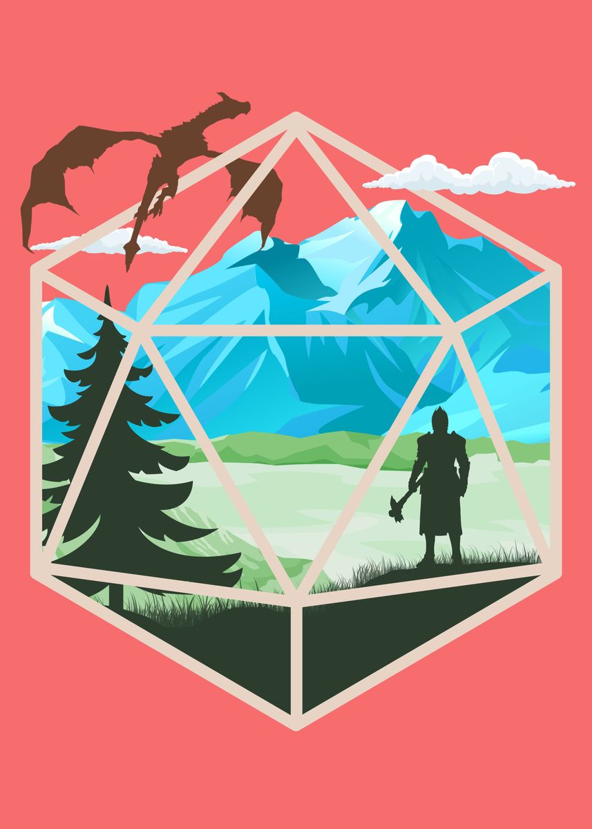 'D20 Fantasy Worlds D20' Poster, picture, metal print, paint by Rykker ...