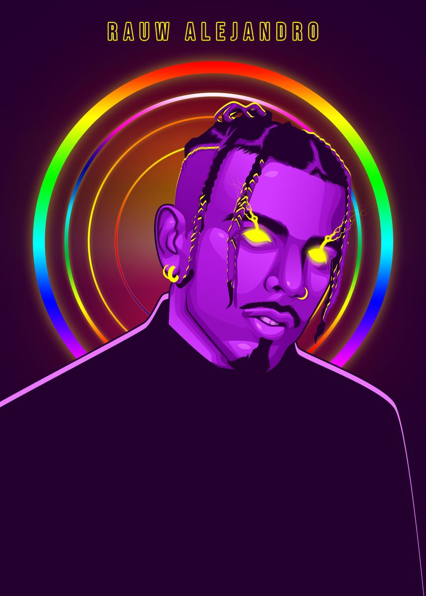 'Rauw Alejandro Neon Art' Poster, picture, metal print, paint by Remang ...