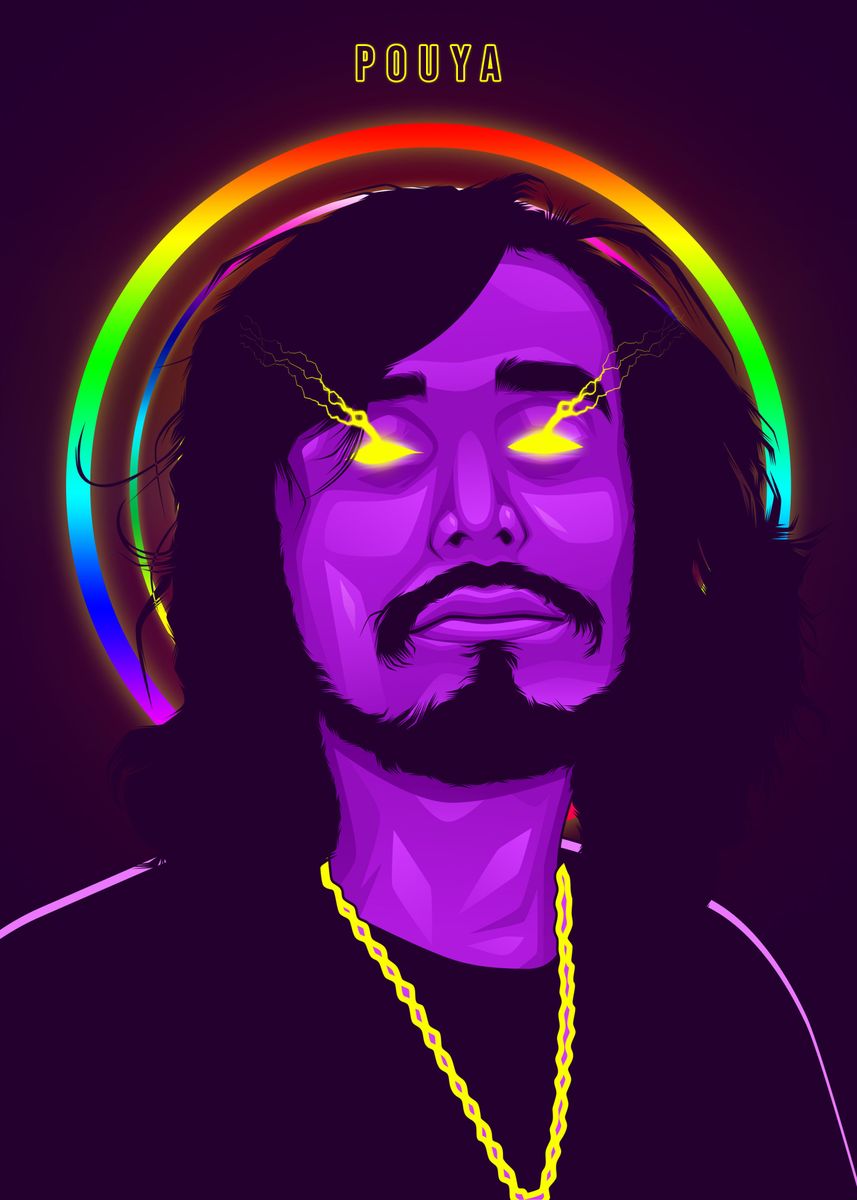 'Pouya Neon Rapper' Poster, picture, metal print, paint by Remang ...