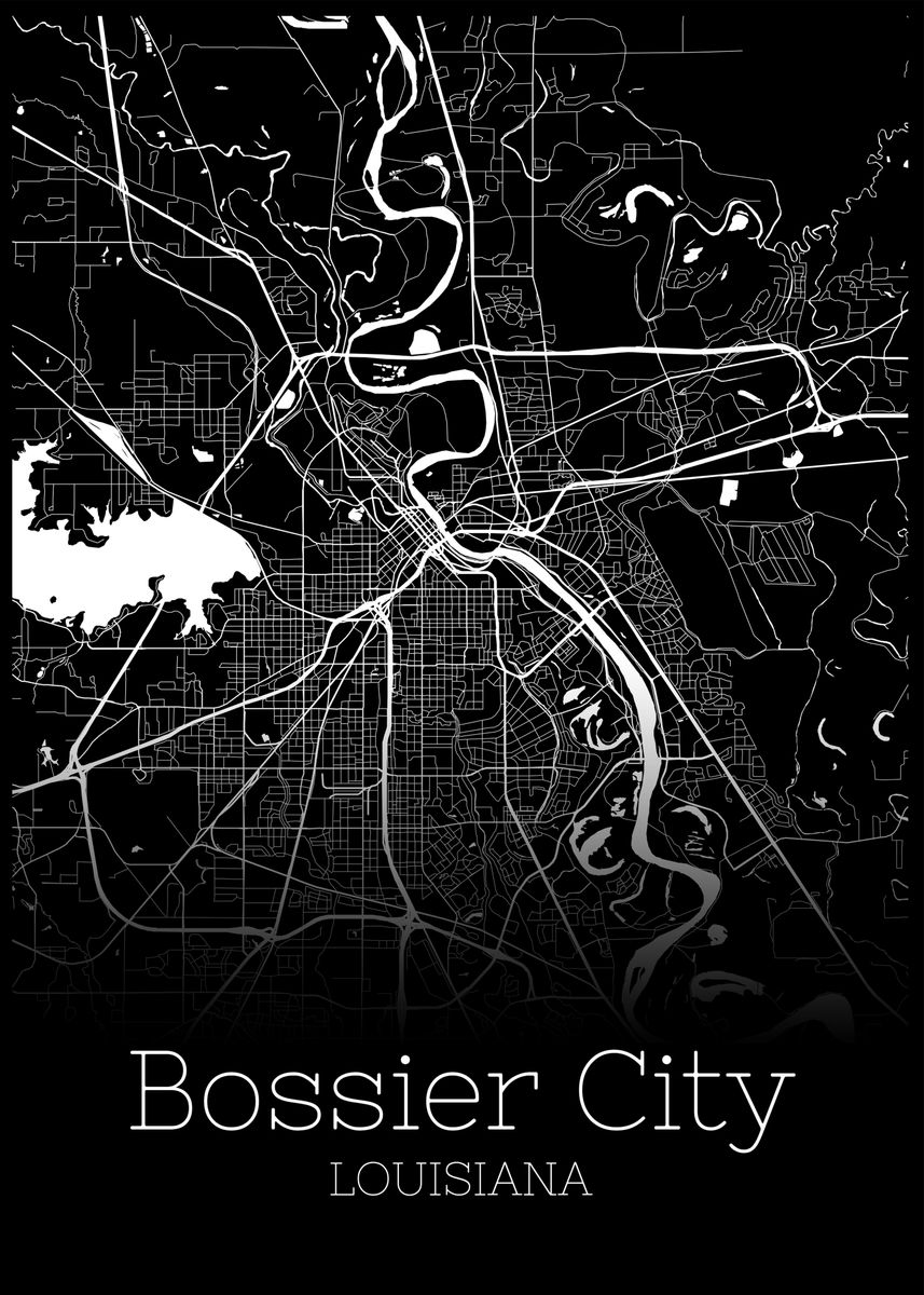'Bossier City map' Poster, picture, metal print, paint by RelDesign ...