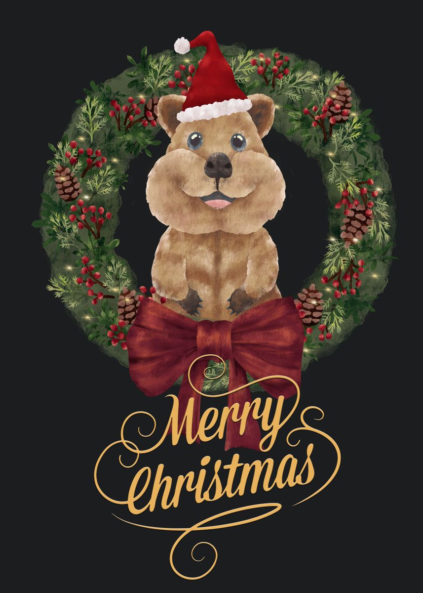 'Merry Christmas Quokka ' Poster by XandYart | Displate