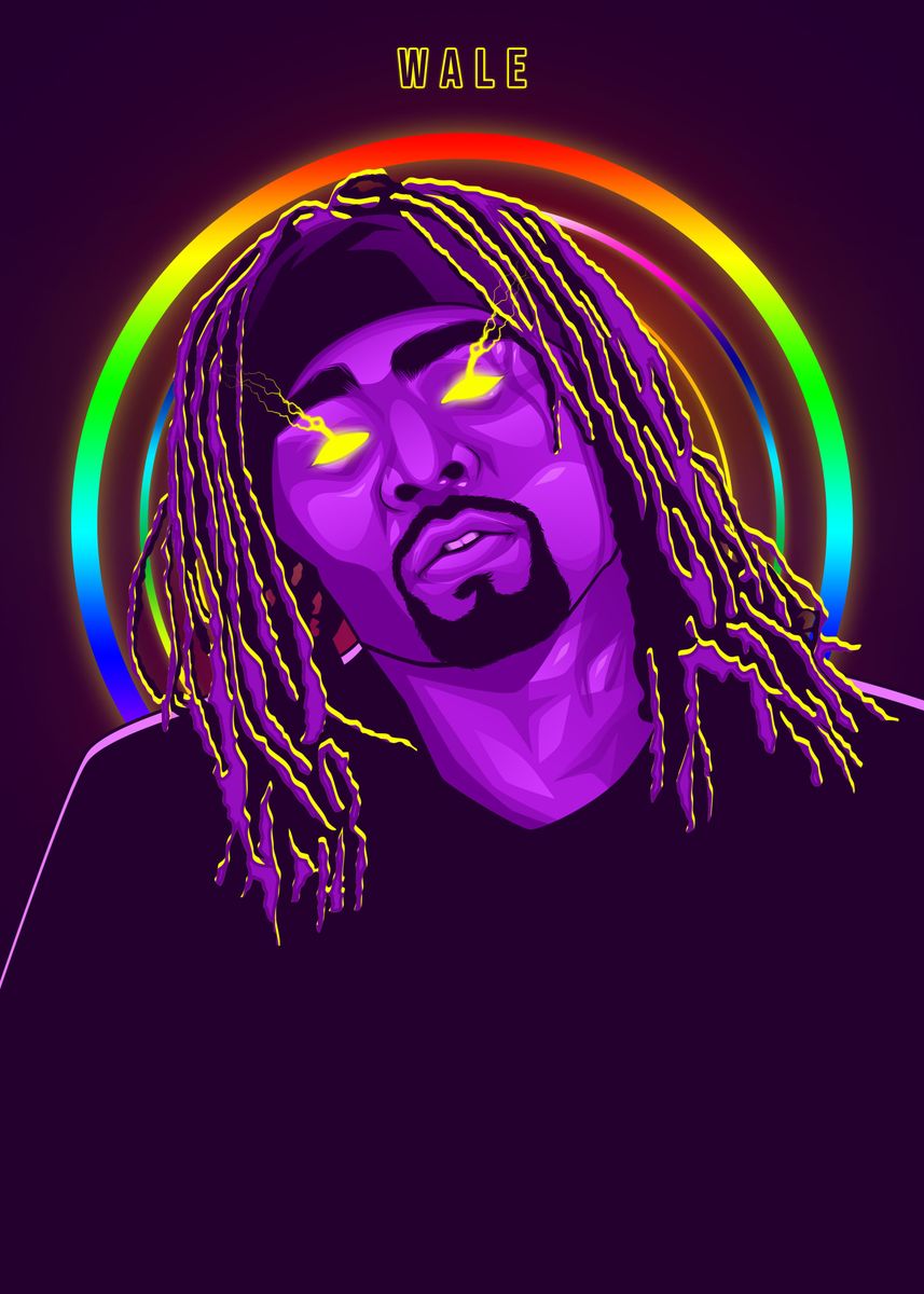 'Wale Neon Rapper' Poster by Remang Remang | Displate