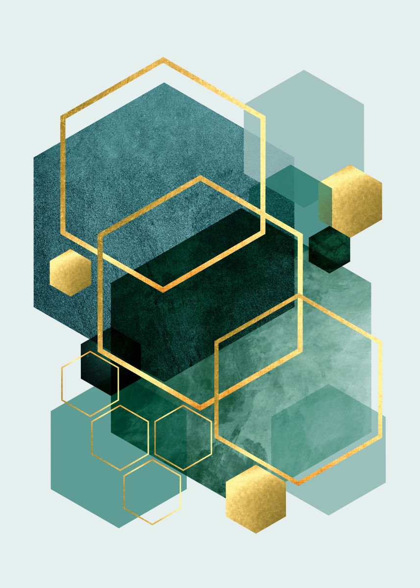 'Geometrical Hexagon Art' Poster, picture, metal print, paint by Urban ...