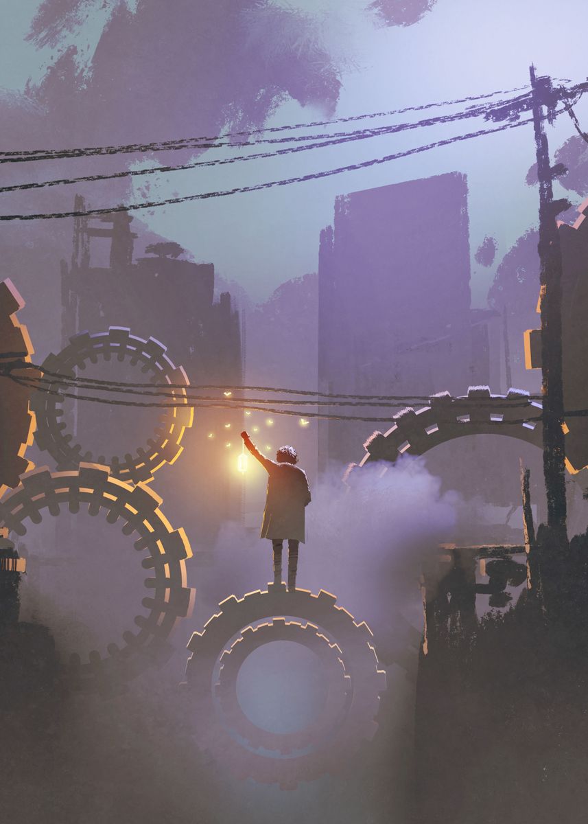 'Steam Punk Cogs' Poster, picture, metal print, paint by Stephen ...