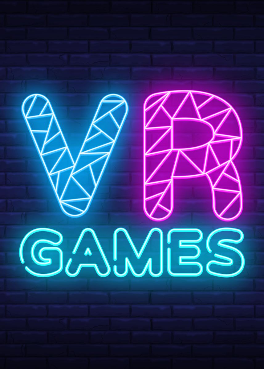 'Vr Games Neon Light' Poster, picture, metal print, paint by ...