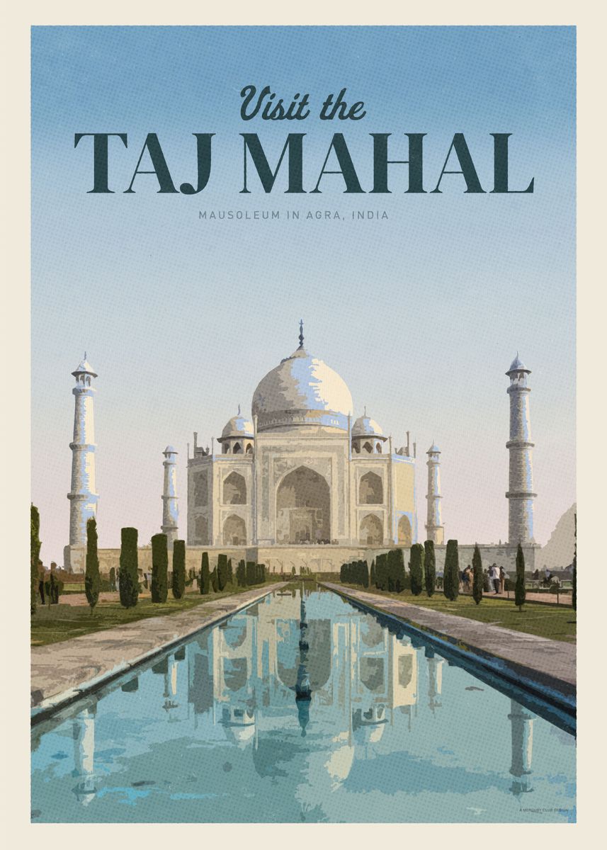 'Visit Taj Mahal' Poster, picture, metal print, paint by Mercury Club ...