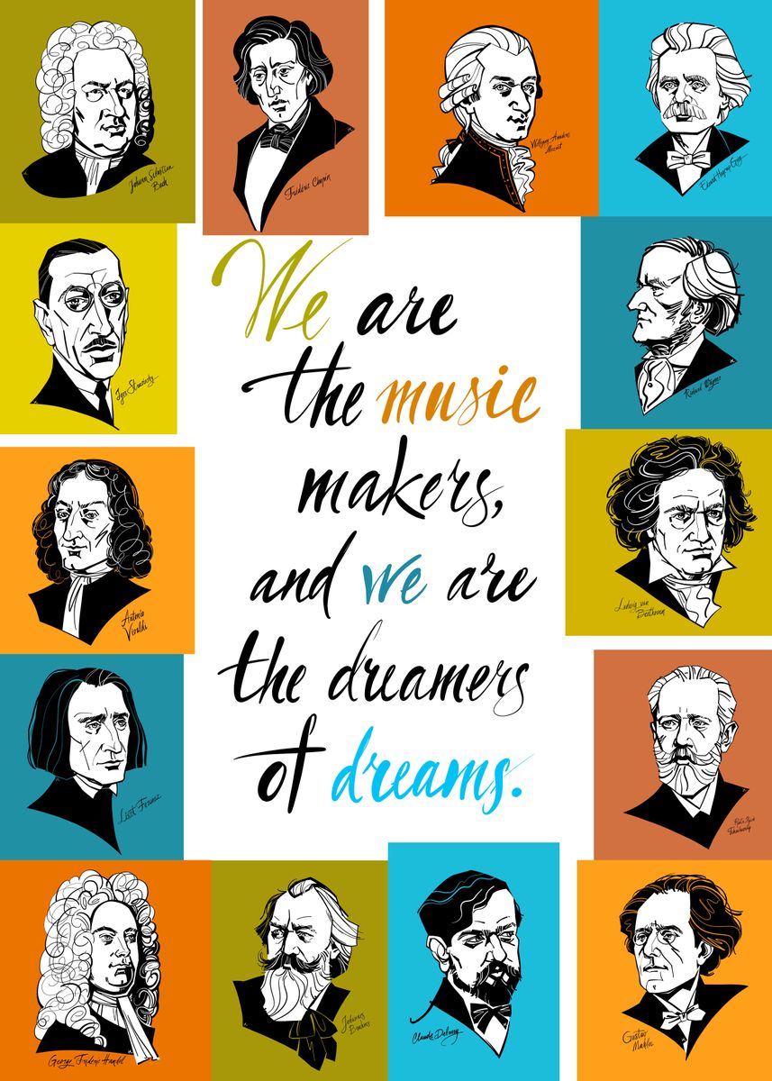 'Great composers' Poster, picture, metal print, paint by Irina Ivanova ...