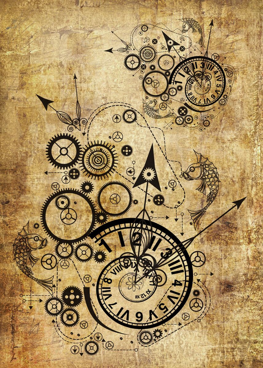 'Steampunk Vintage Watch' Poster, picture, metal print, paint by Cat ...