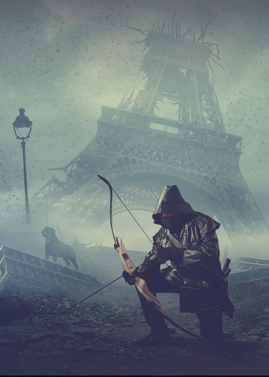 'Archer in destroyed Paris' Poster, picture, metal print, paint by ...