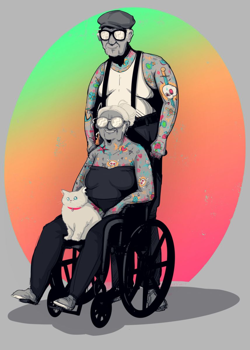 'Inked and Elderly' Poster, picture, metal print, paint by LVB Art ...