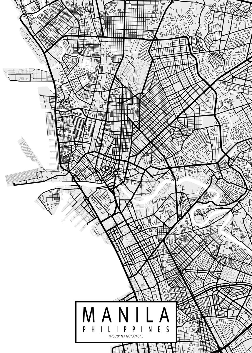 'Manila City Map Light' Poster by deMAP Studio | Displate