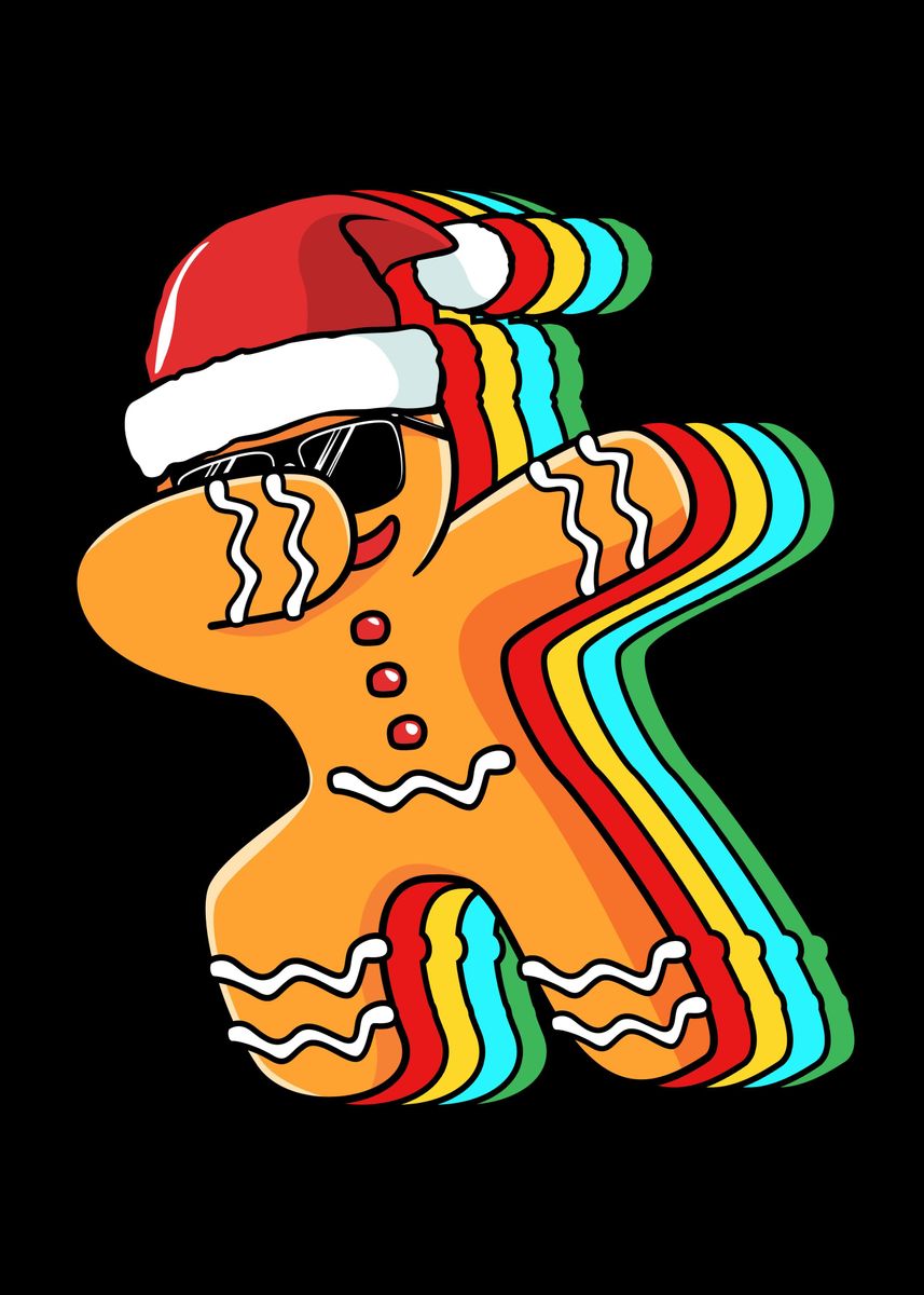 'Dabbing Gingerbread' Poster, picture, metal print, paint by FunnyGifts ...