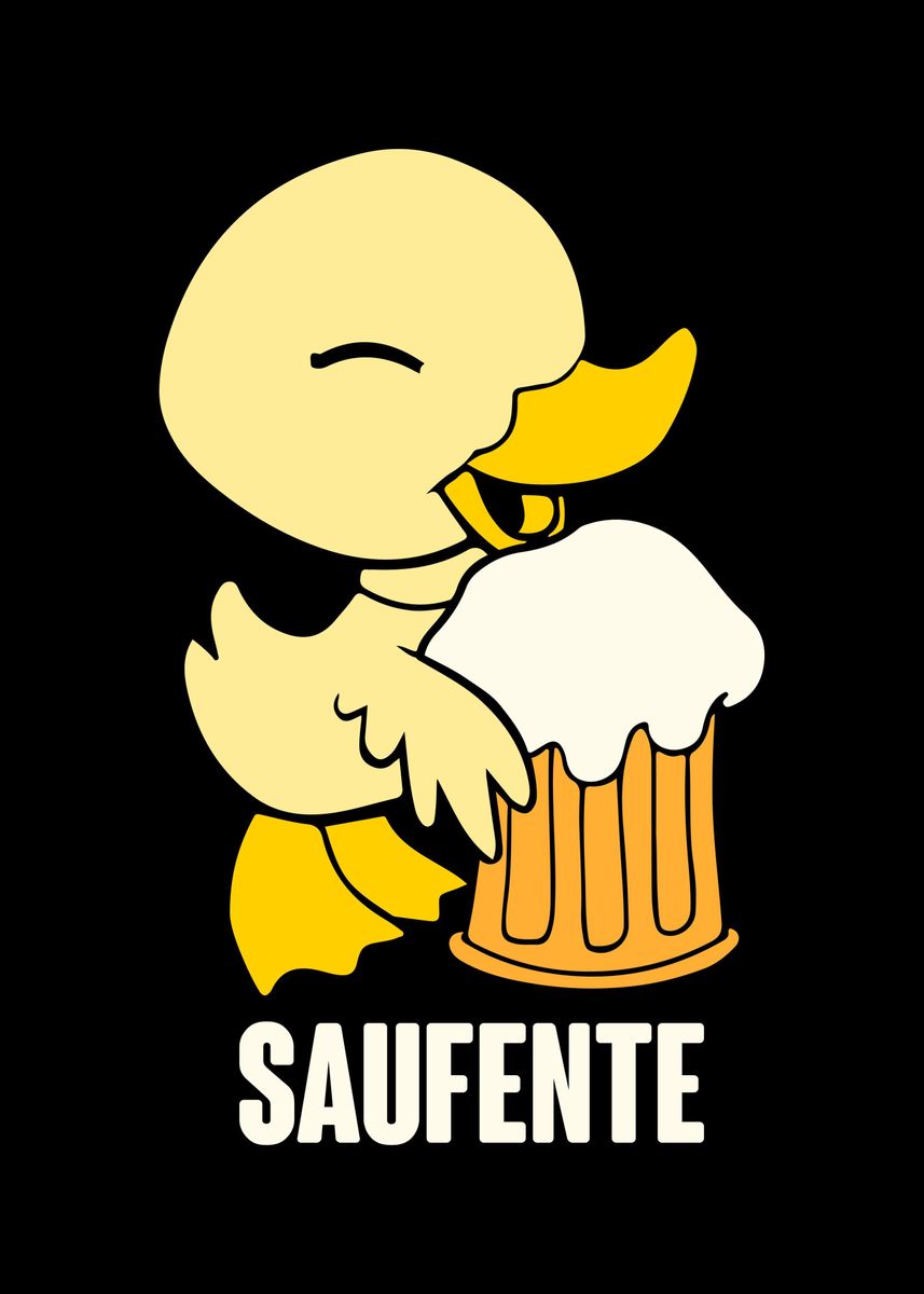 'German Beer Duck' Poster, picture, metal print, paint by Sebastian ...