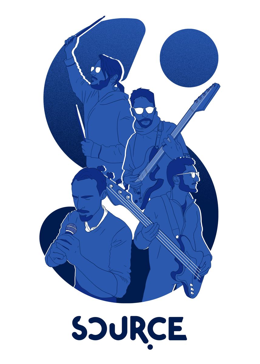 'SOURCE the band' Poster, picture, metal print, paint by Emilien Grude ...
