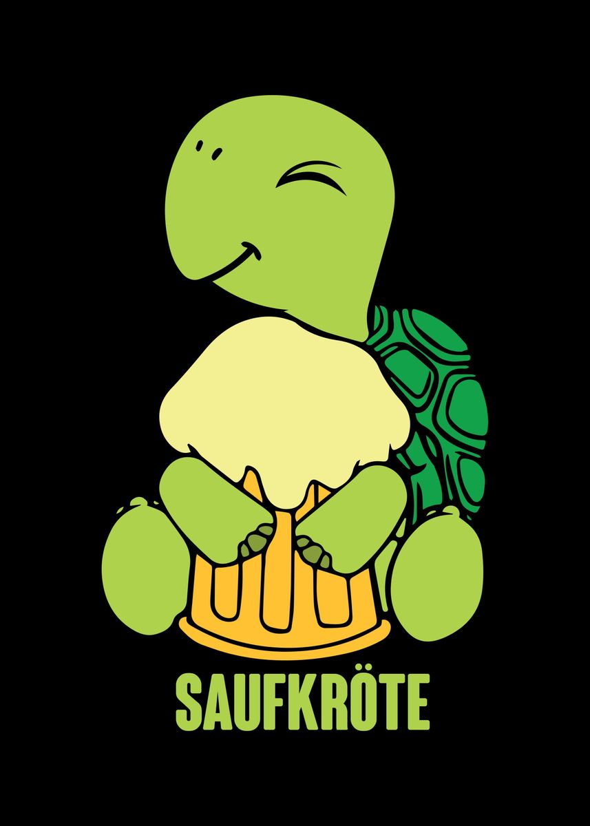 'German Beer Turtle' Poster, picture, metal print, paint by Sebastian ...