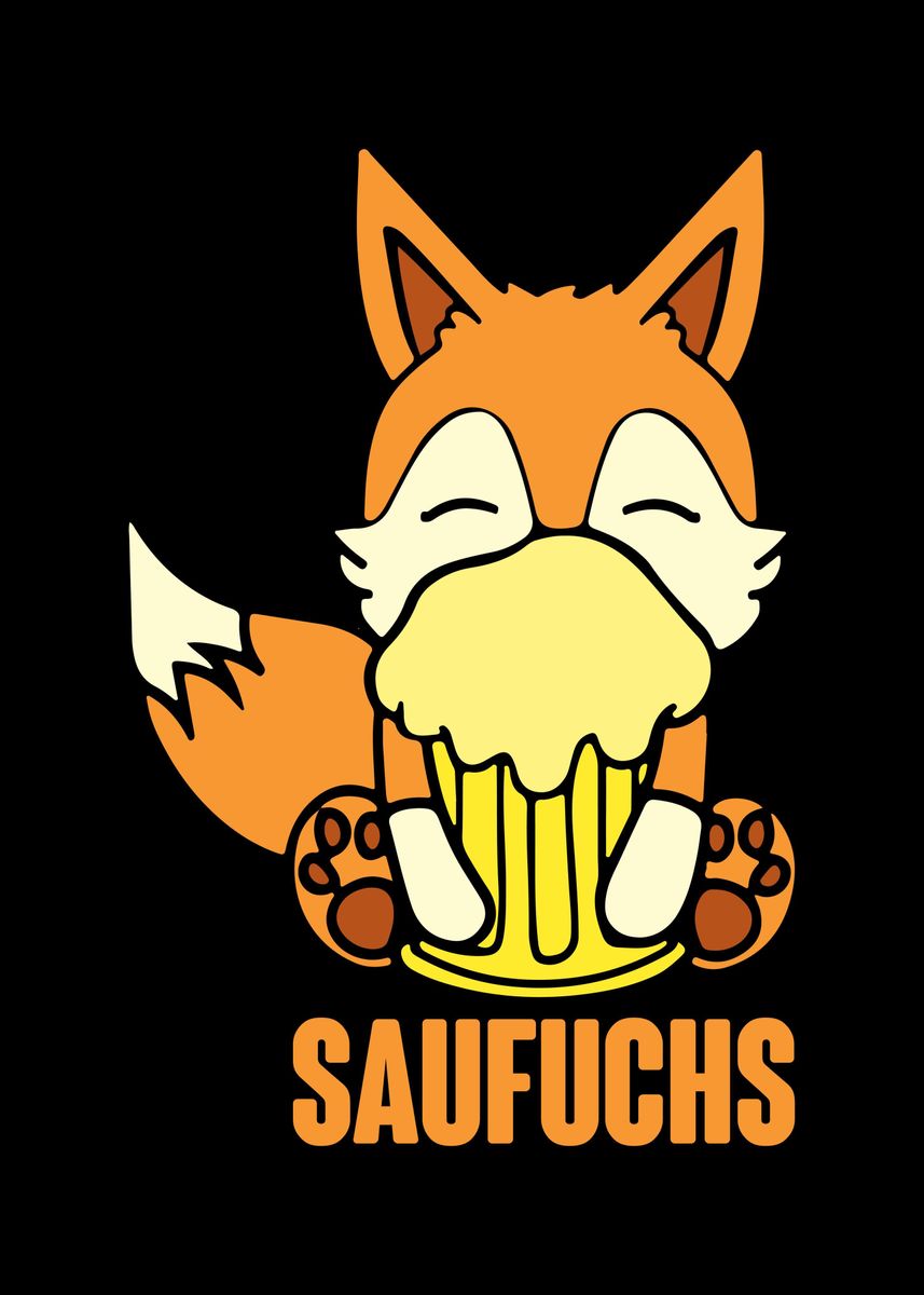 'German Beer Fox' Poster, picture, metal print, paint by Sebastian ...