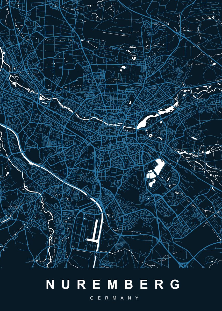 'NUREMBERG Map GERMANY' Poster, picture, metal print, paint by ...