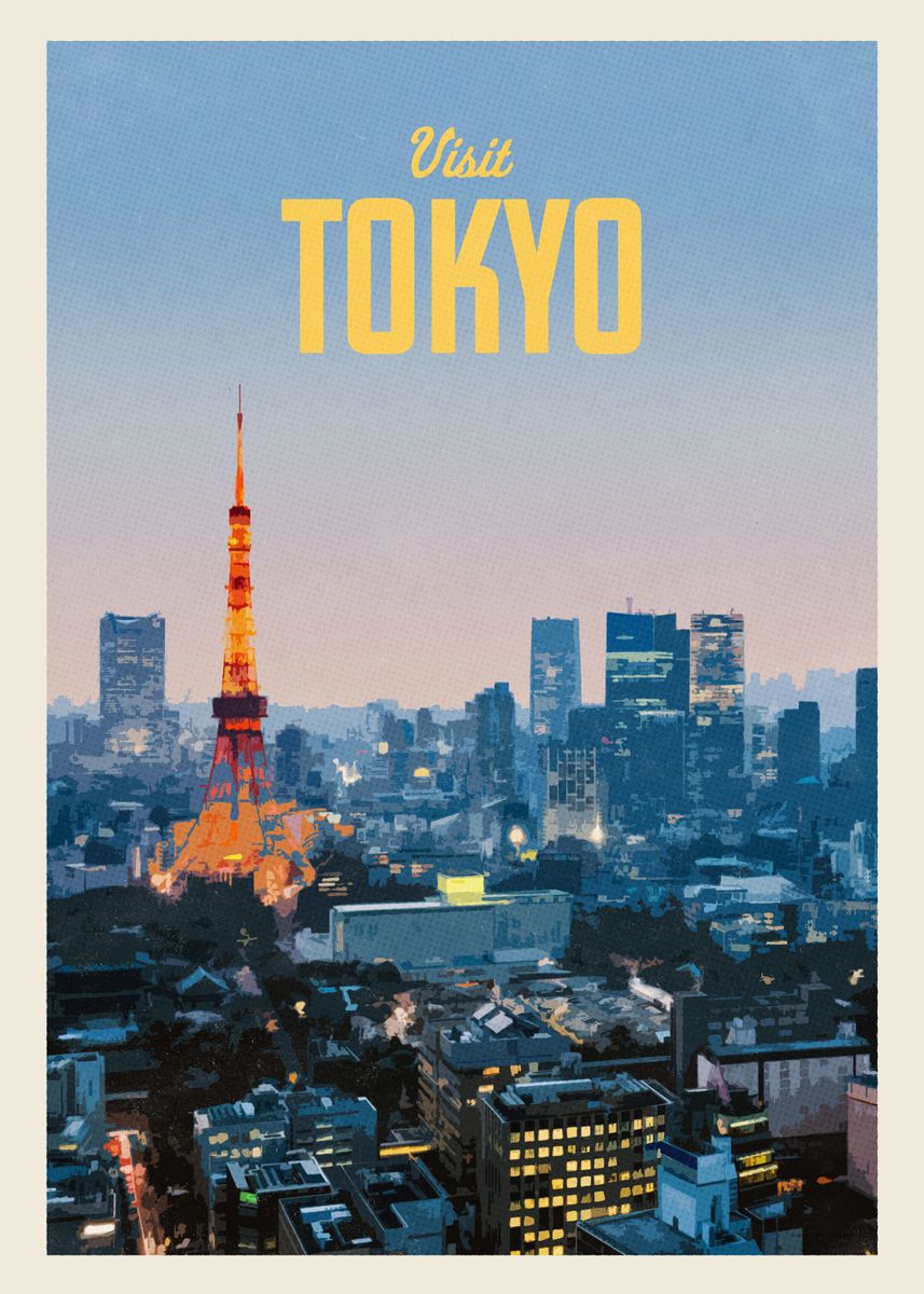 'Visit Tokyo' Poster, picture, metal print, paint by Mercury Club ...