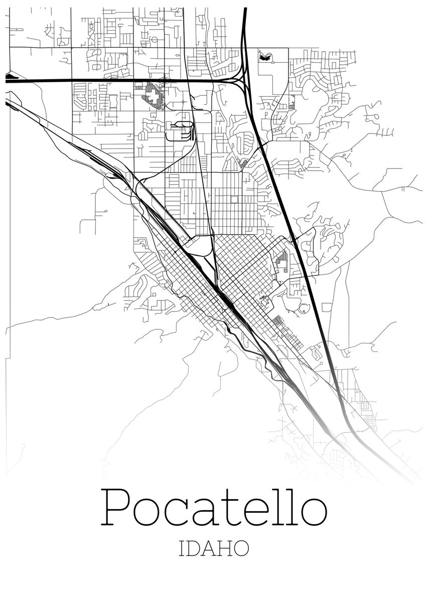 'Pocatello Idaho map' Poster, picture, metal print, paint by RelDesign ...