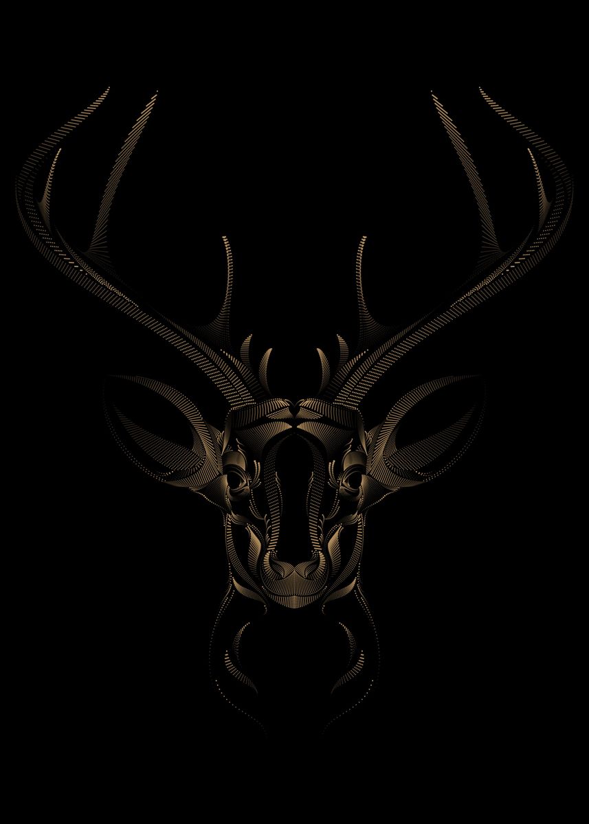 'Golden Stag Animal Art' Poster, picture, metal print, paint by Good ...