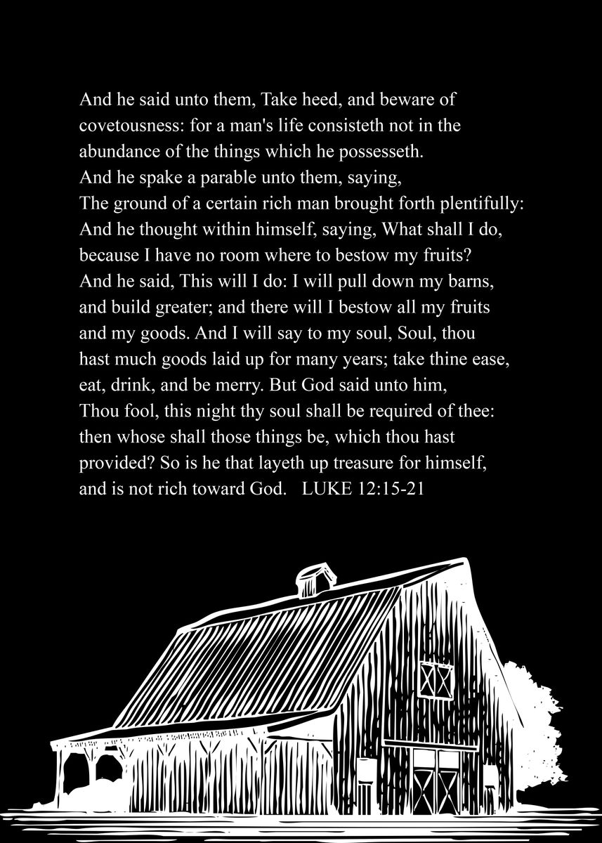 'Luke 12 15 21' Poster, picture, metal print, paint by ABConcepts ...