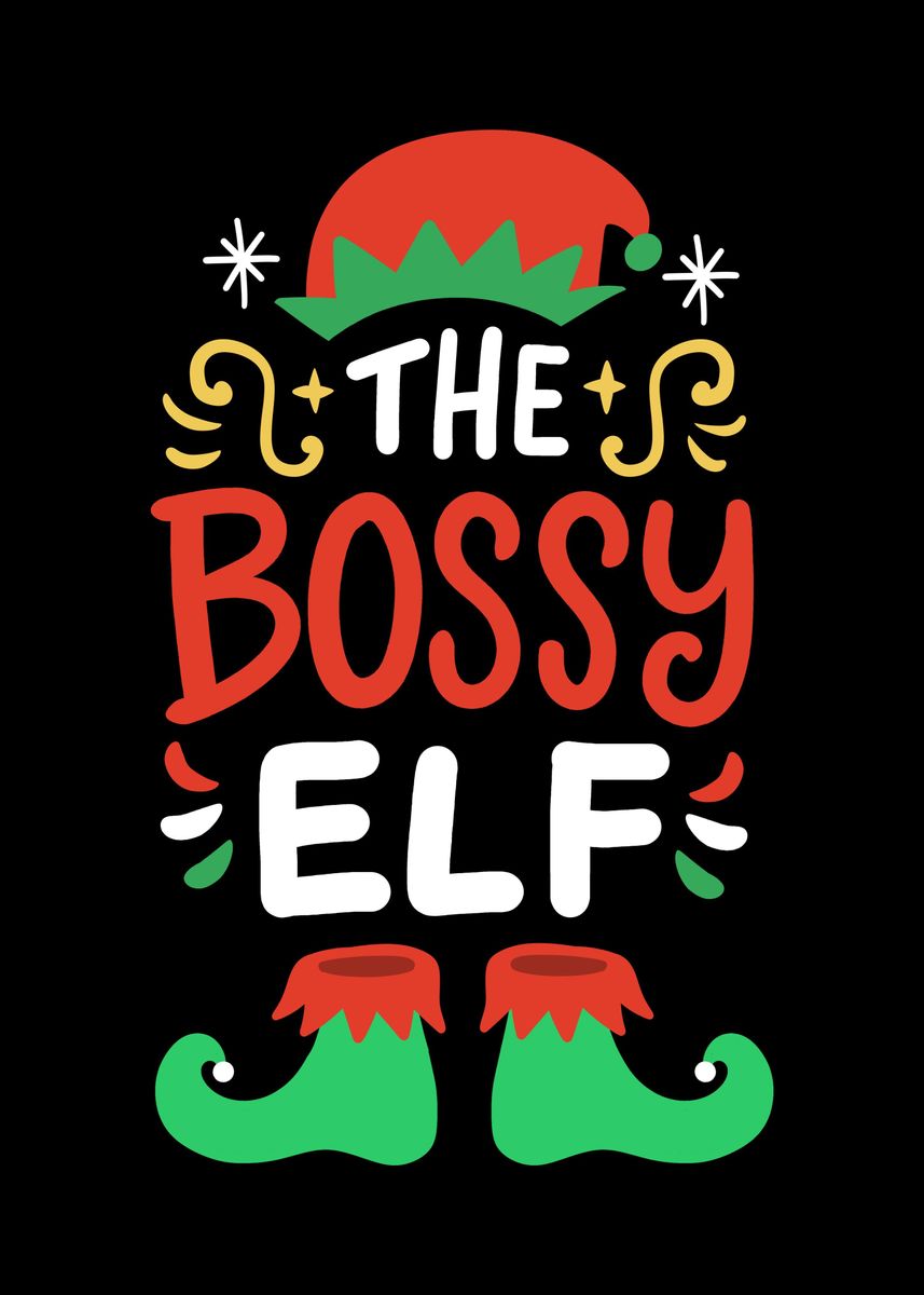 'Christmas Bossy Elf' Poster, picture, metal print, paint by Mealla ...