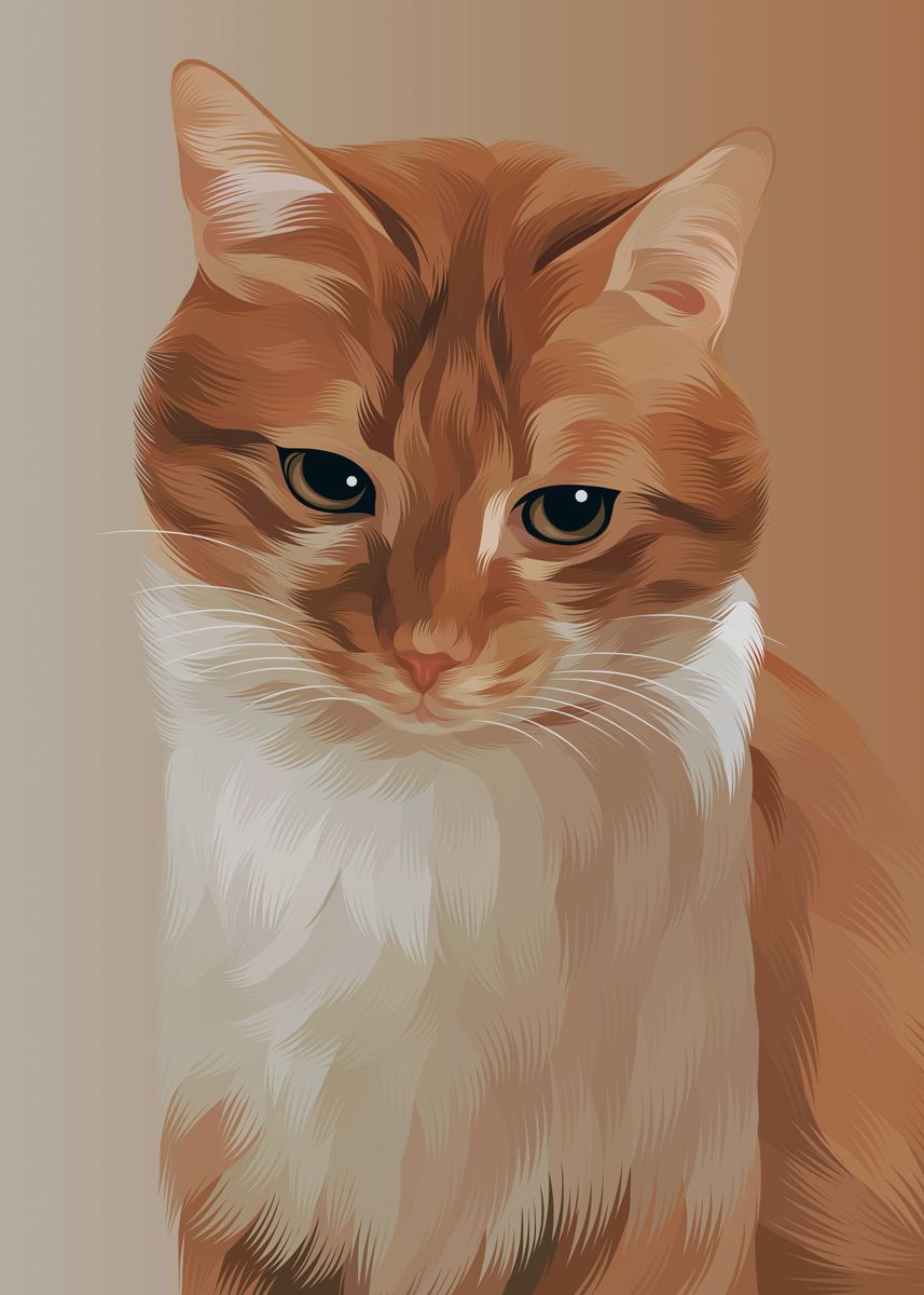 'Orange Cat 3' Poster, picture, metal print, paint by Muh Aslan | Displate
