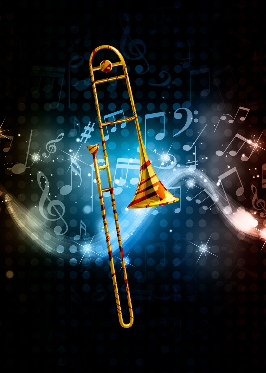 'Trombone' Poster, picture, metal print, paint by Musical Instrument ...