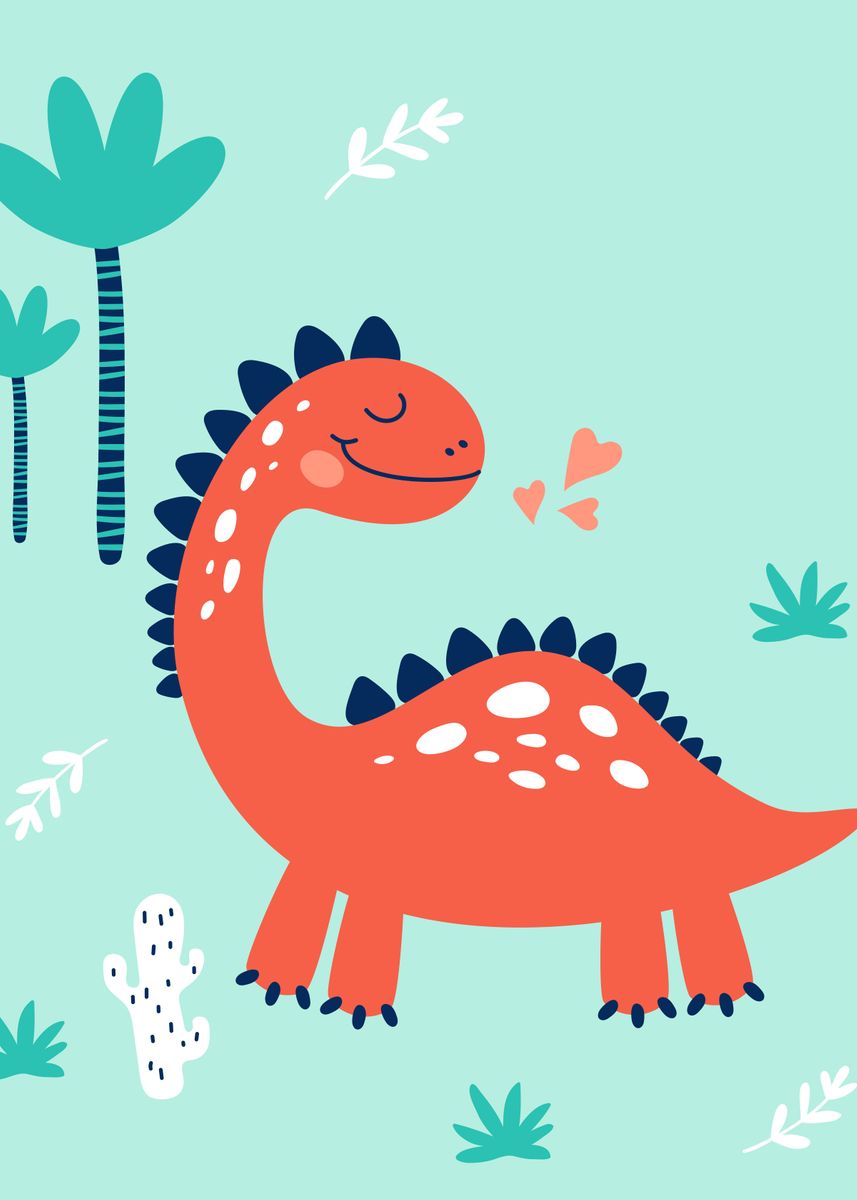 'Cute Dinosaur Wall Poster' Poster by Human Shadow | Displate