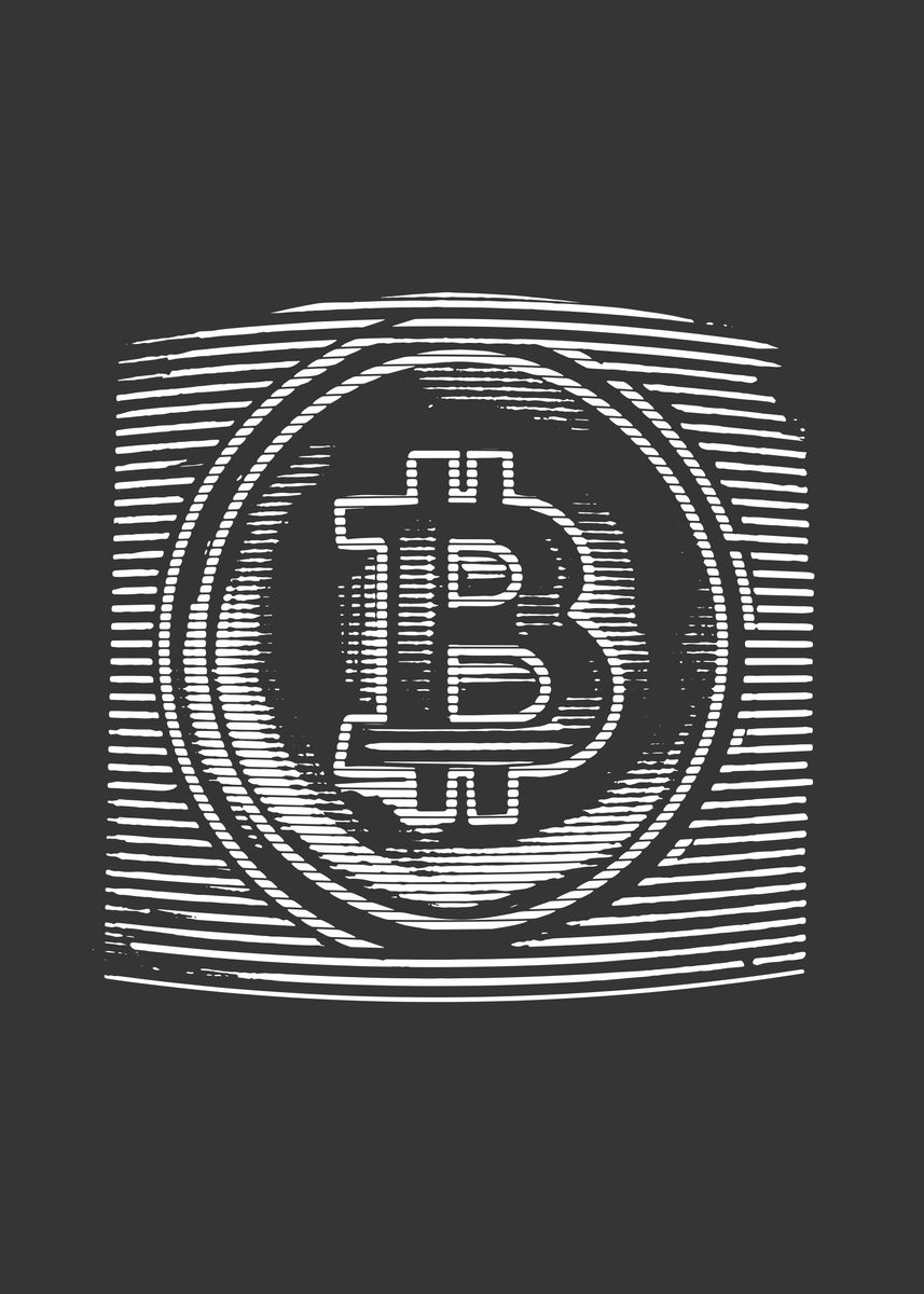 'Vintage Bitcoin line art ' Poster by Simon Darren | Displate