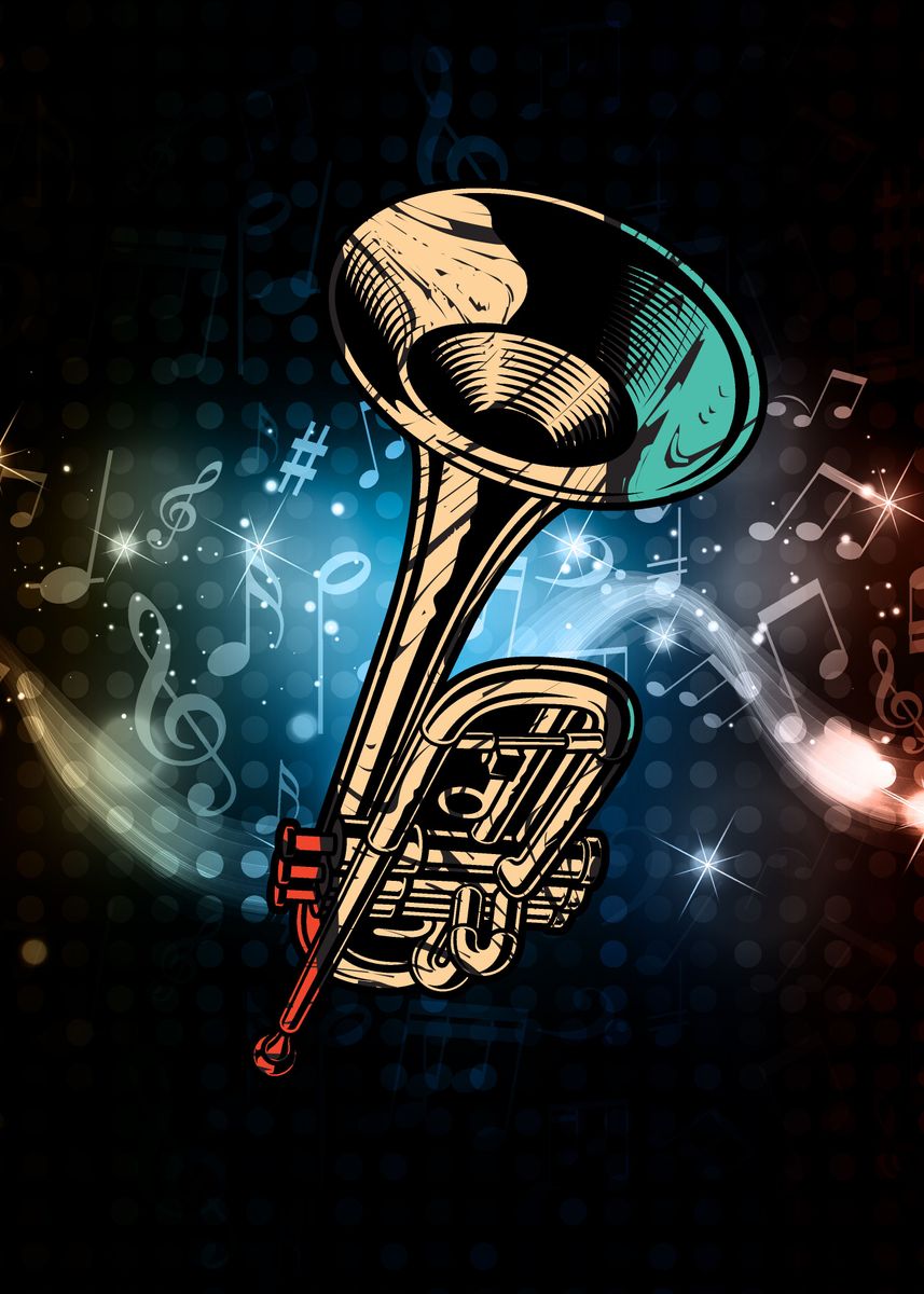 'Trumpet' Poster, picture, metal print, paint by Musical Instrument ...
