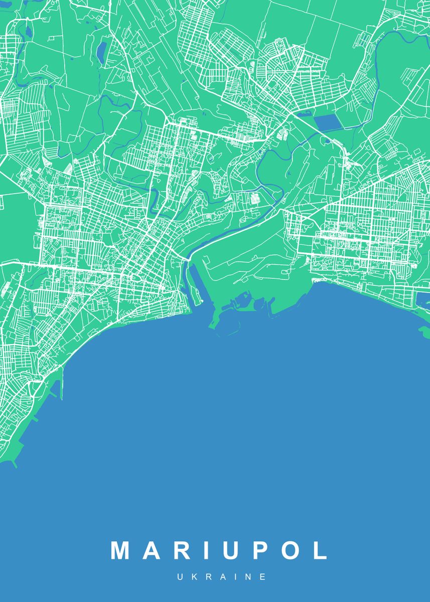 'MARIUPOL Map UKRAINE' Poster, picture, metal print, paint by UrbanMaps ...