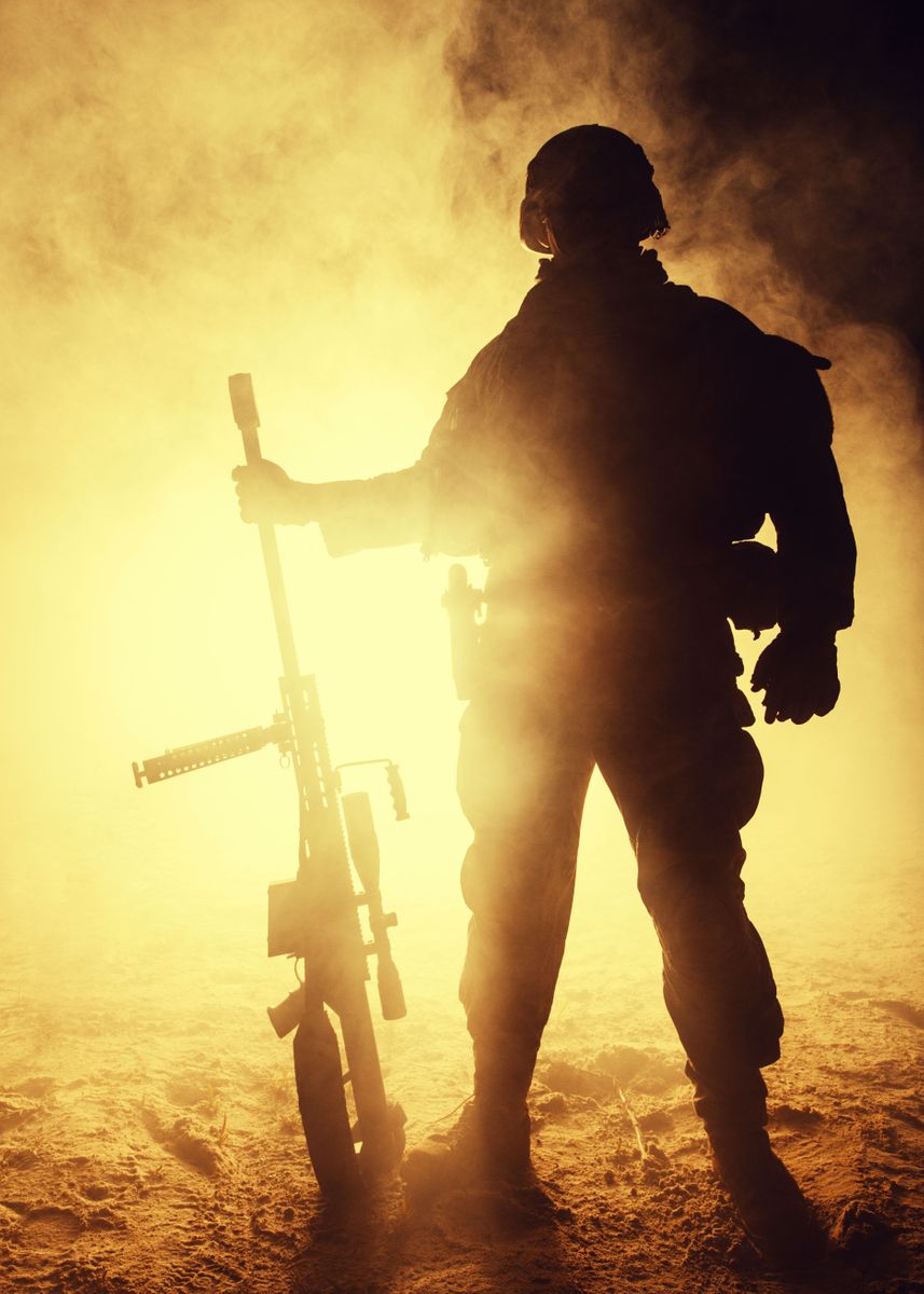 'Army sniper with rifle' Poster, picture, metal print, paint by ...