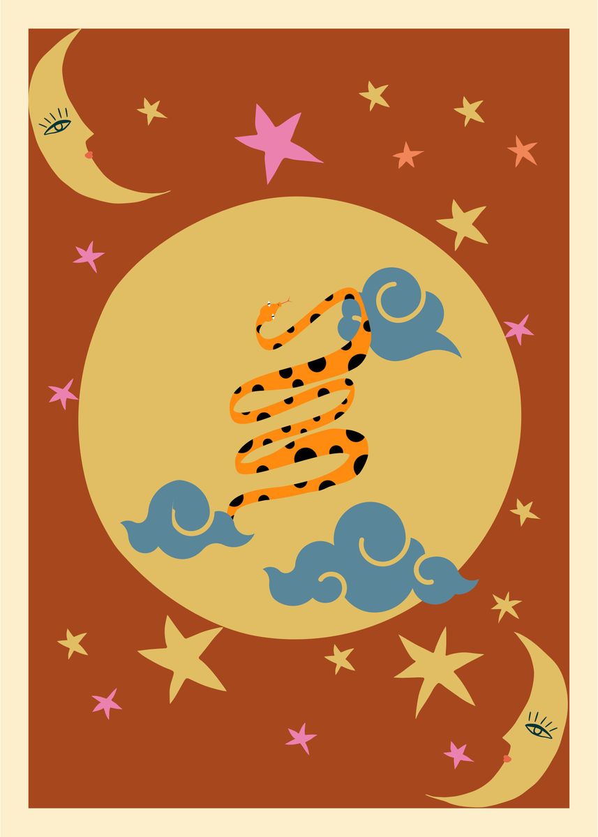 'Snake Chinese Zodiac' Poster, picture, metal print, paint by Octavia ...