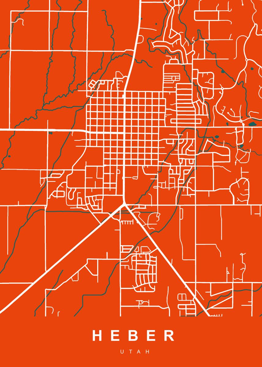 'HEBER Map UTAH' Poster by UrbanMaps | Displate