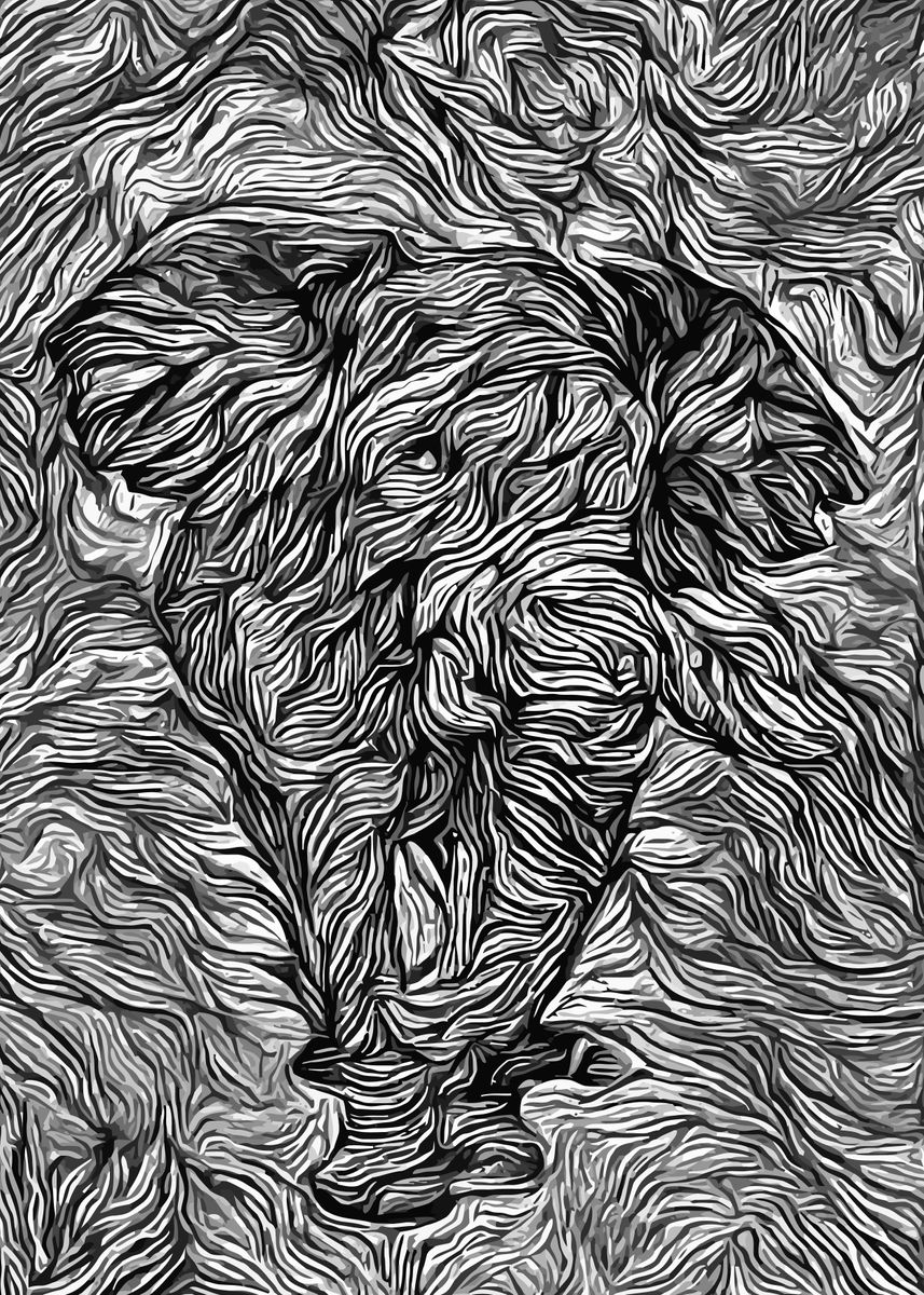 'Elephant Black Lines' Poster, picture, metal print, paint by ...
