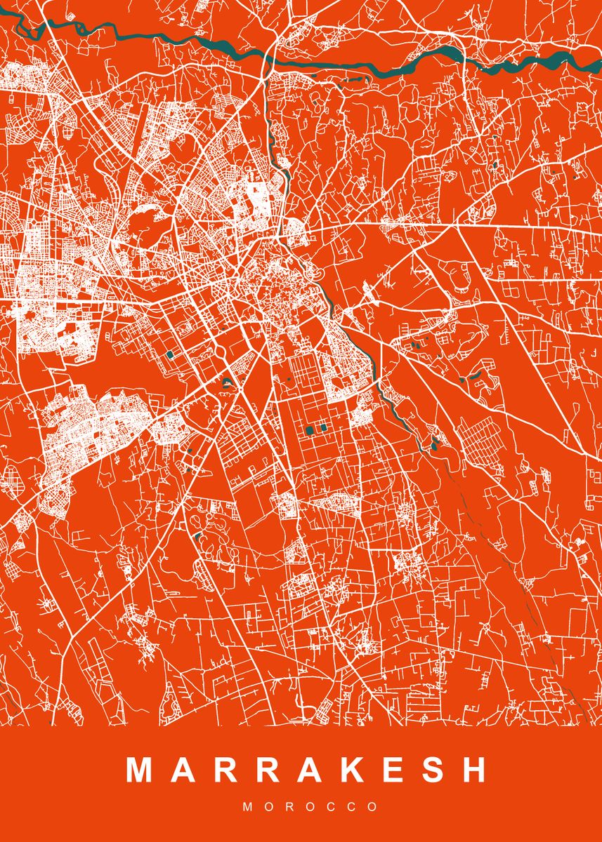 'MARRAKESH Map MOROCCO' Poster, picture, metal print, paint by ...